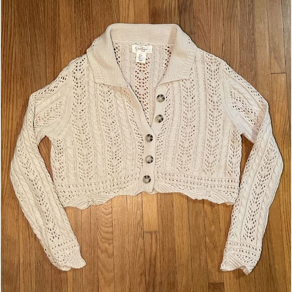 Jessica Simpson | Sweaters | Jessica Simpson Cream Crochet Crop ...